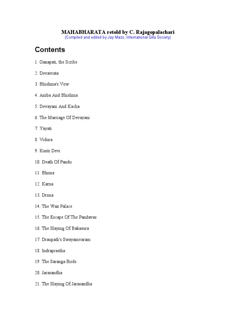 Mahabharata Retold by C | Download Free PDF | Mahabharata | Vaishnava Texts