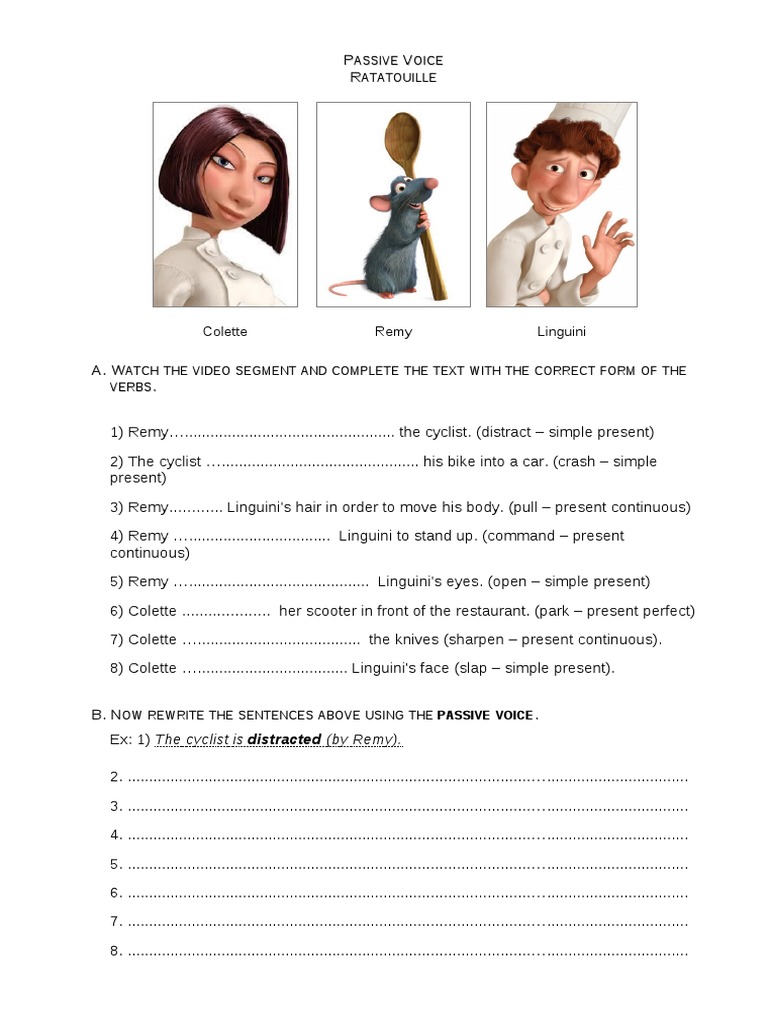 Ratatouille Worksheet