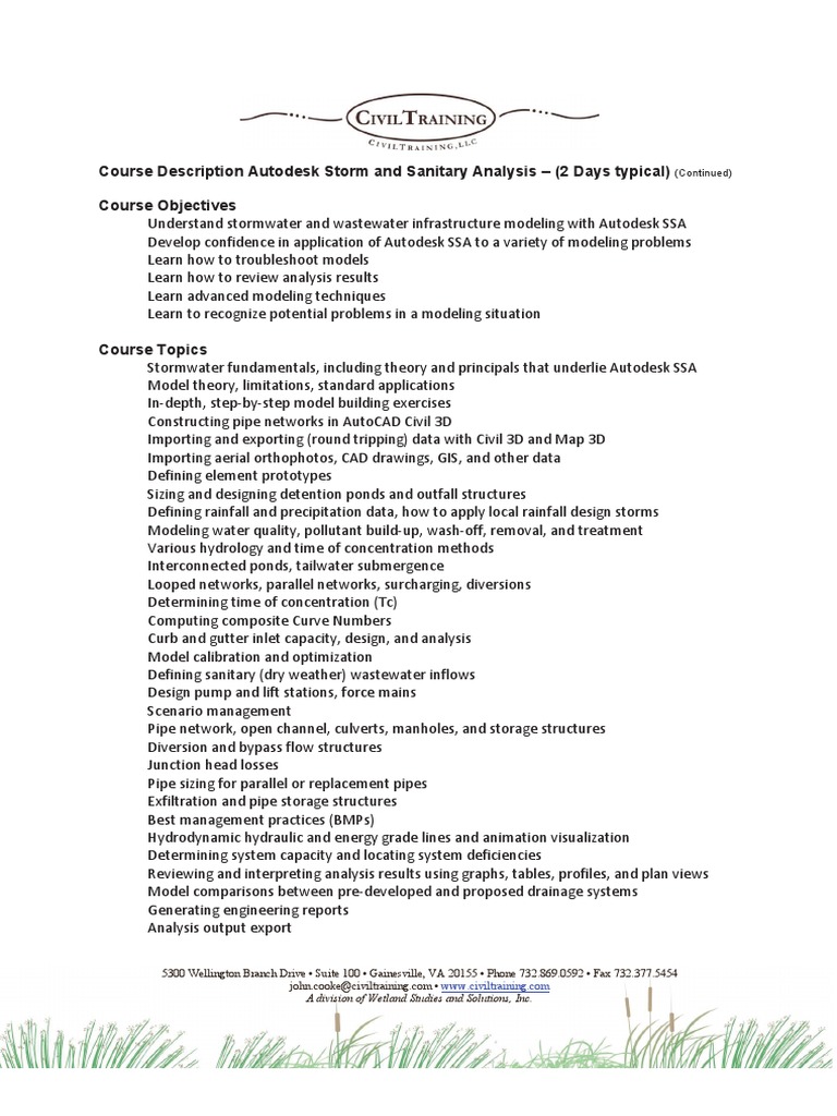 Autodesk SSA Training Course Overview | PDF | Autodesk | Stormwater