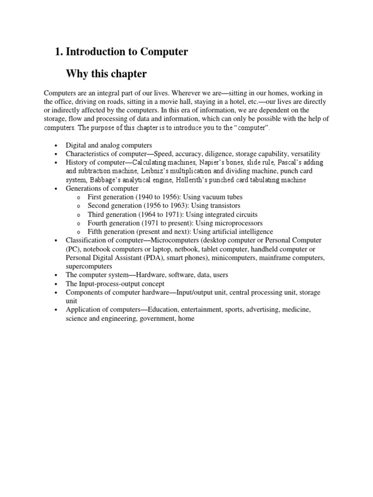 Introduction To Computer | Download Free PDF | Computer Data Storage | Input/Output