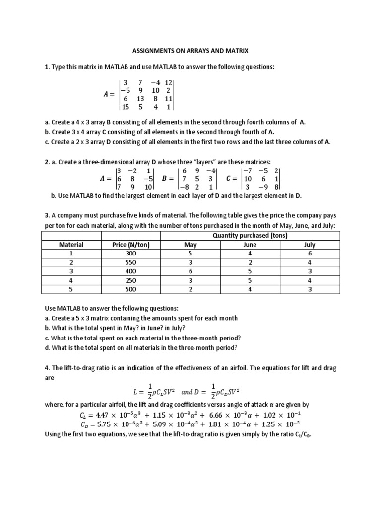 Assignments Matlab | PDF
