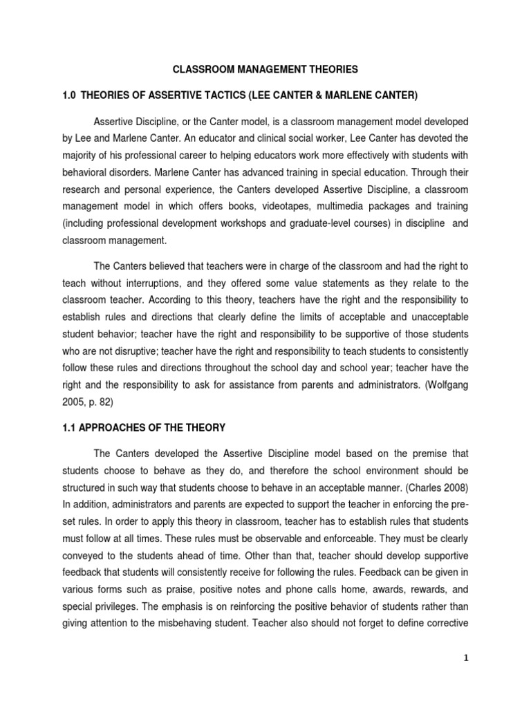 Task 1-Classroom Management Theories | PDF | Classroom Management ...