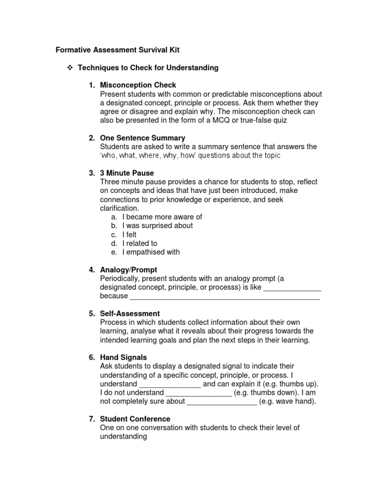 Formative Assessment Survival Kit | Download Free PDF | Educational ...