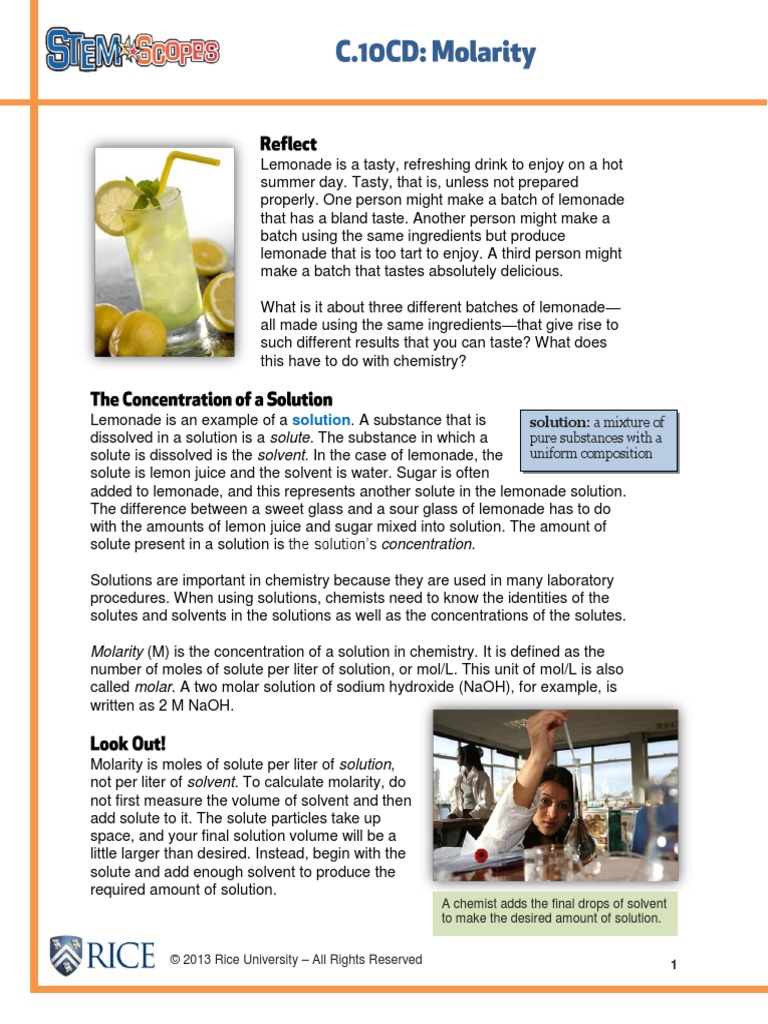 Stem C 10cd Explain Stemscopedia | PDF | Molar Concentration ...