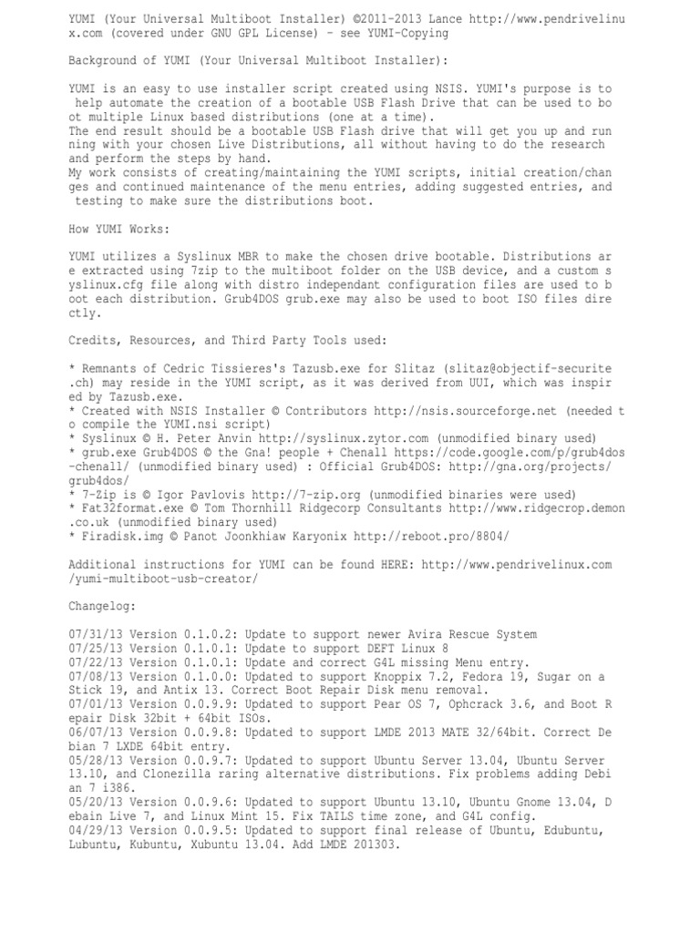 YUMI Readme | PDF | Ubuntu (Operating System) | Linux
