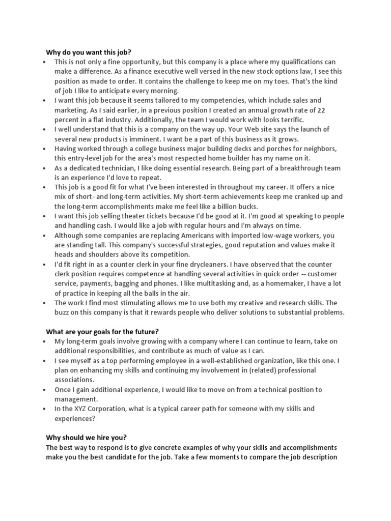 Job Interview Answers | PDF | Job Interview | Employment