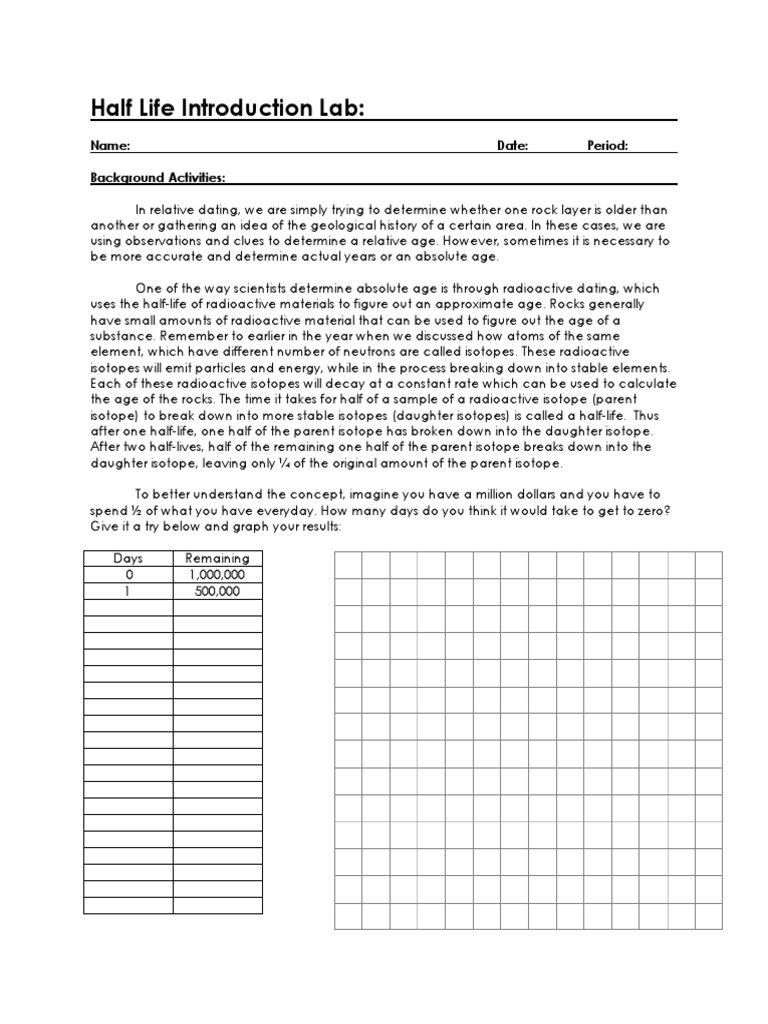 Half Life Introduction Lab | PDF | Isotope | Radioactive Decay