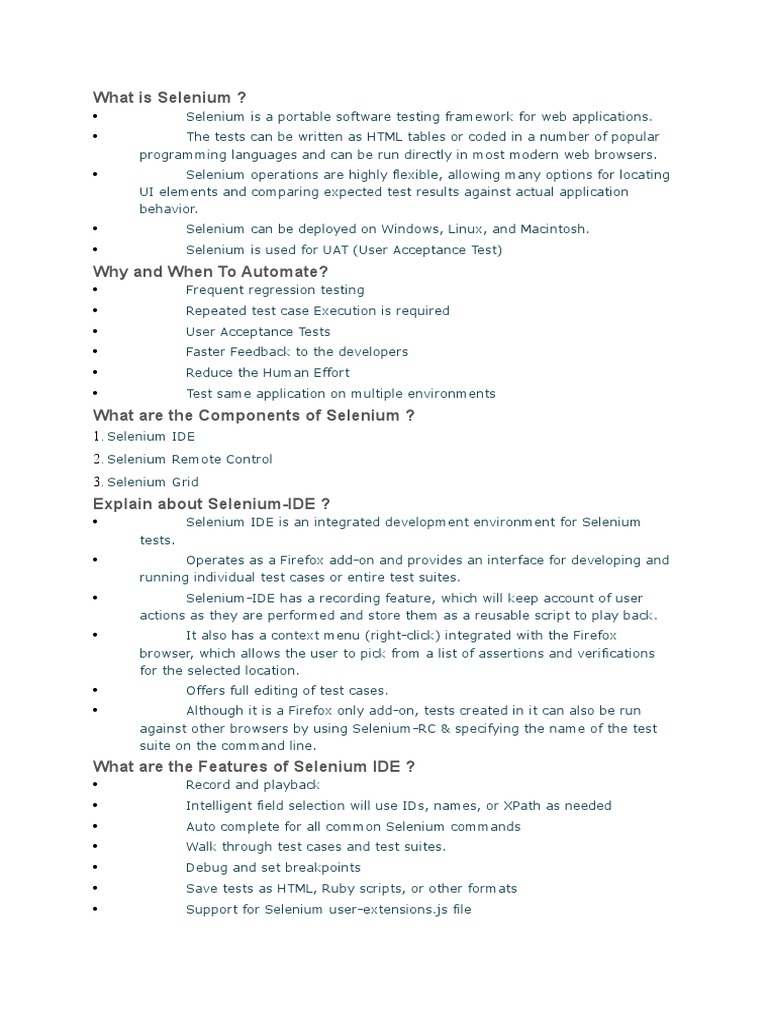 Sel Faq | PDF | Selenium (Software) | Scripting Language