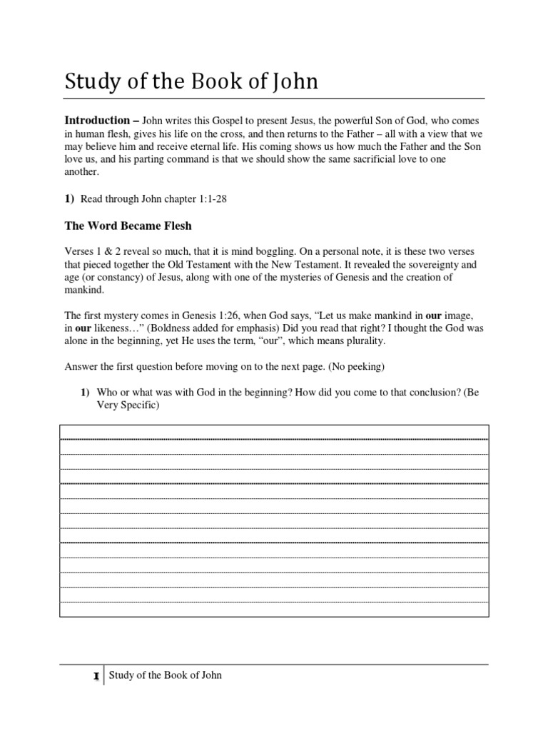 Small Group Study of The Book of John - 1:1-28 | PDF | John The Baptist ...
