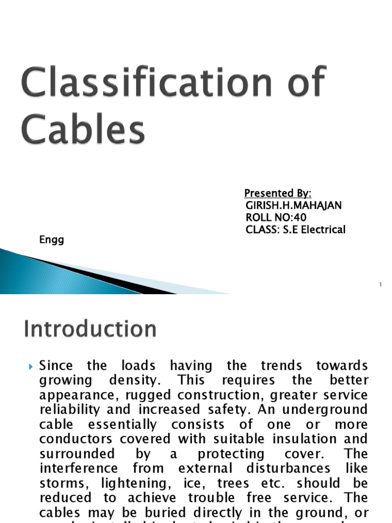 Underground Cable Classification Overview | PDF | Insulator ...