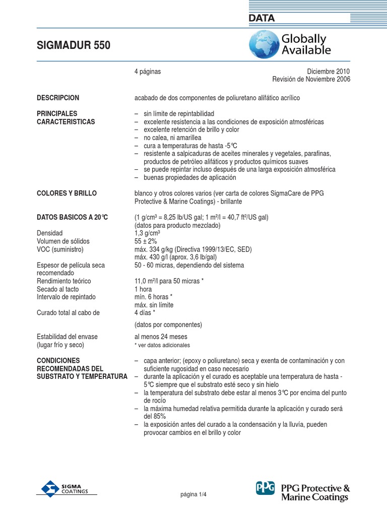 Sigmadur 550 | PDF | Solvente | Ingeniería de confiabilidad