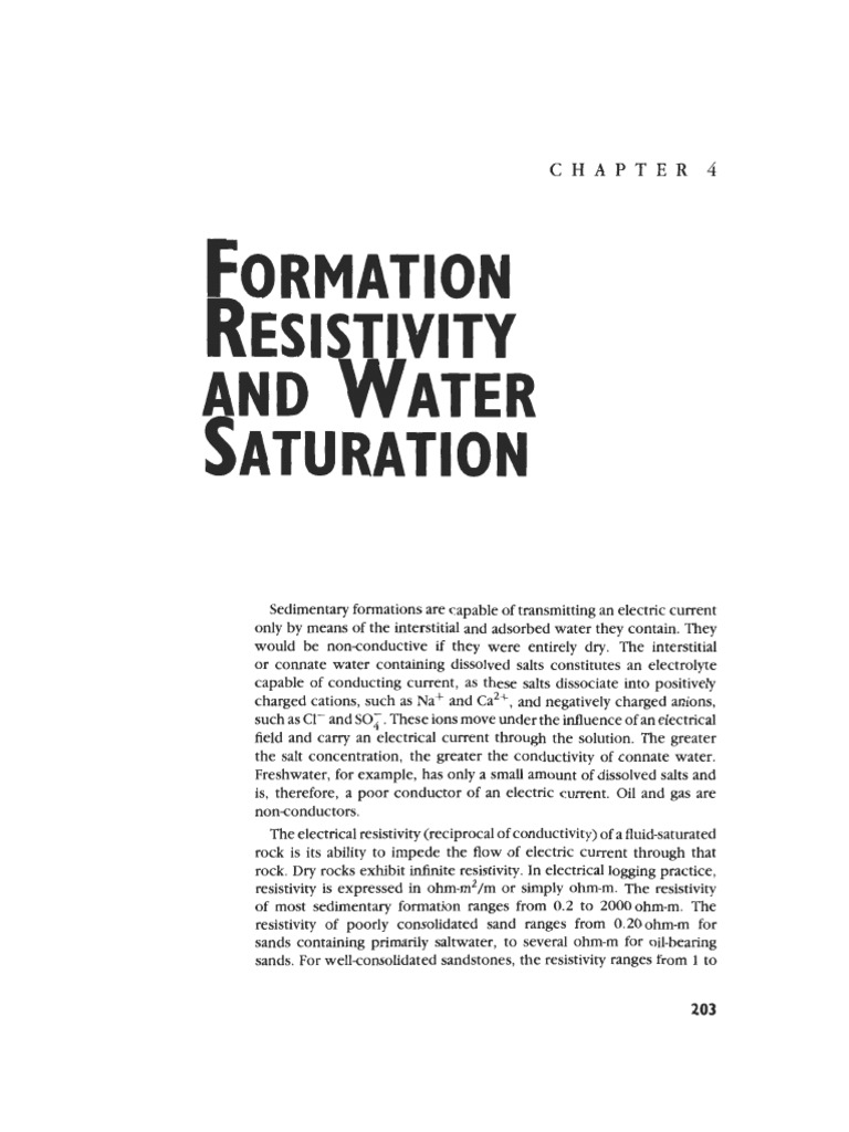 Formation Resistivity and Water Saturation | PDF
