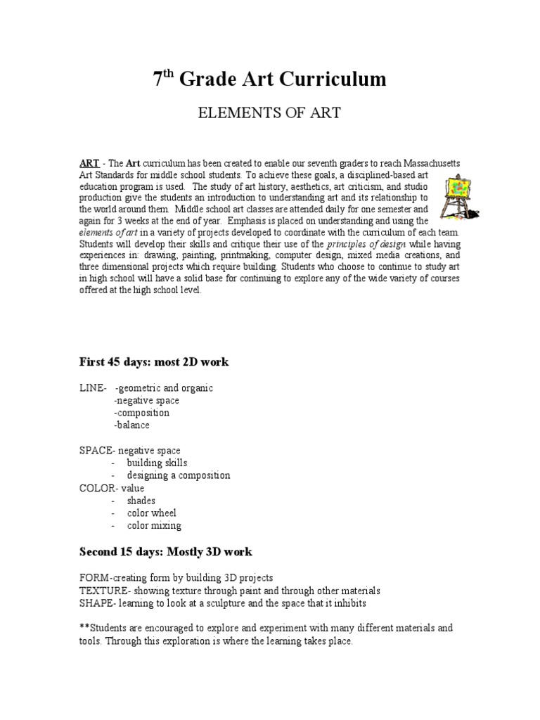 7 Grade Art Curriculum | PDF