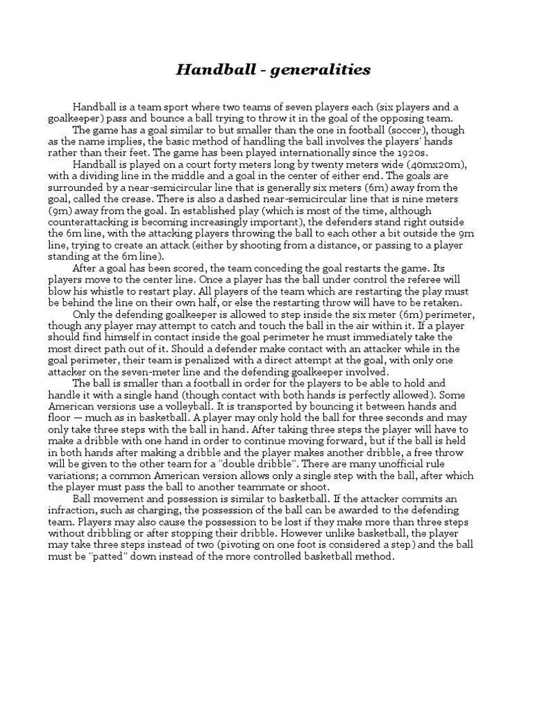 Handball | PDF | Sports & Recreation