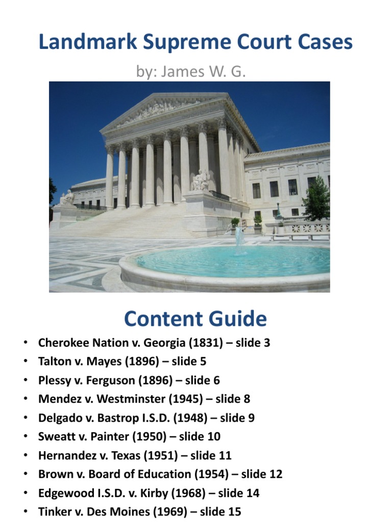 Landmark Supreme Court Cases Overview | PDF | First Amendment To The ...