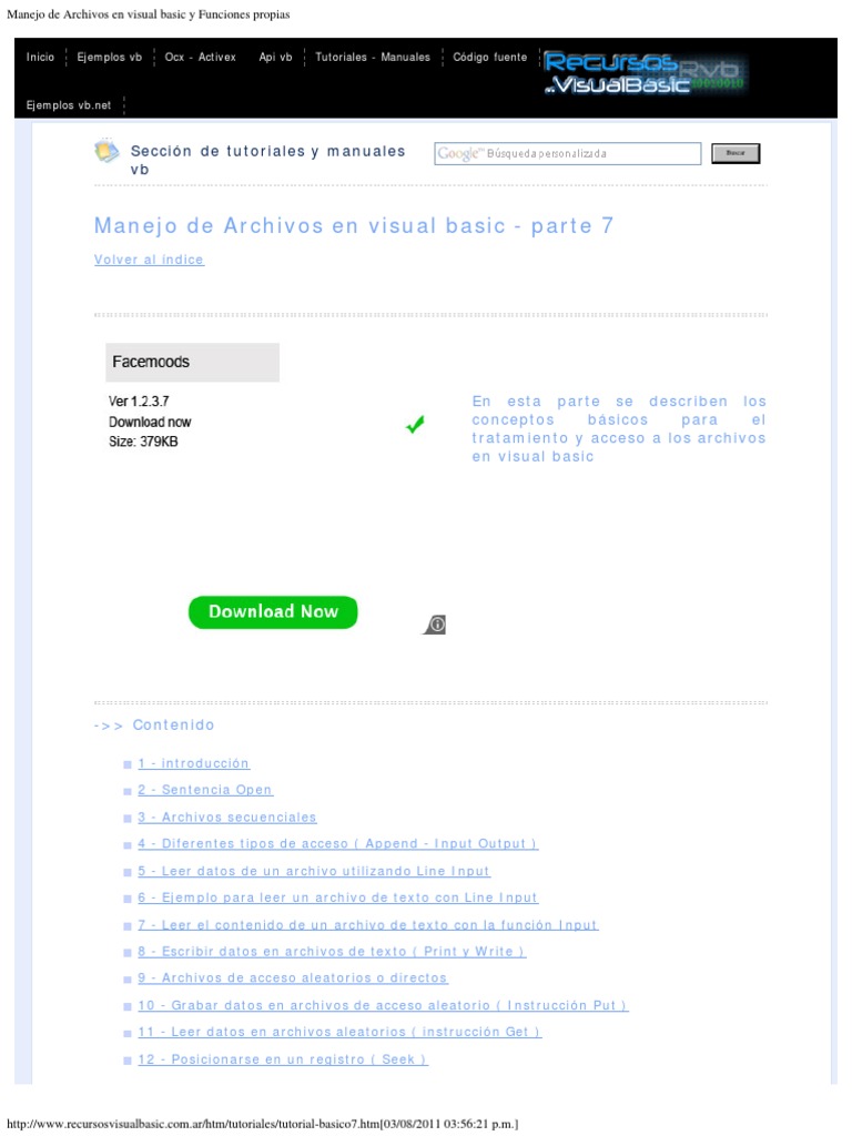 Manejo de Archivos en Visual Basic y Funciones Propias | PDF | Básico | Archivo de computadora