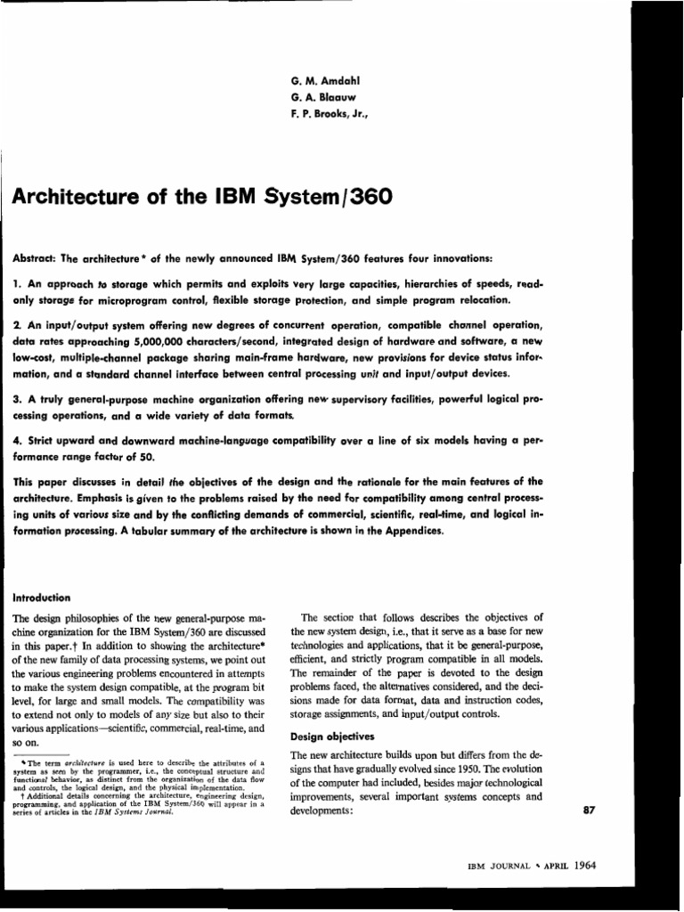 Architecture of IBM System - 360 | PDF | Central Processing Unit | Instruction Set