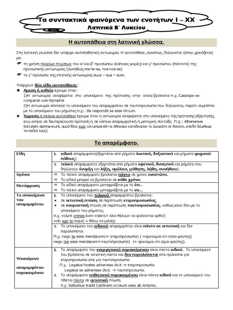 α στα λατινικά β΄ λυκείου