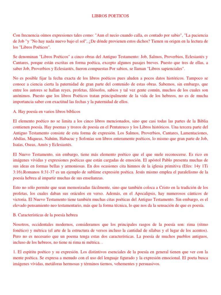 Libros Poeticos | PDF | Libro de proverbios | Poesía
