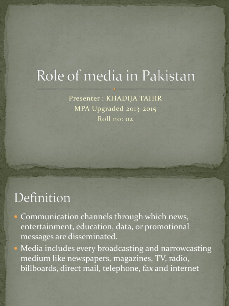 Role of Media in Pakistan | PDF | Mass Media | Media (Communication)