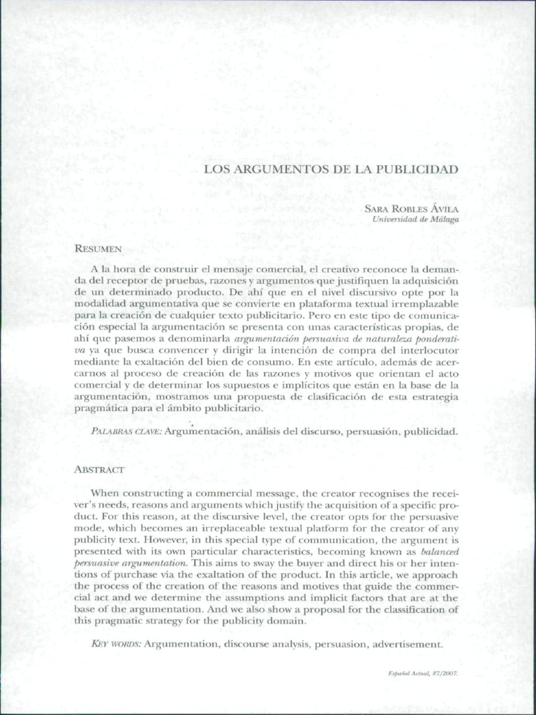 Los Argumentos D Ela Publicidad | PDF | Retórica | Teoría de la ...