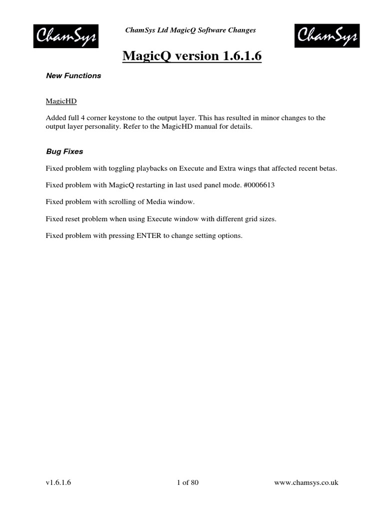 MagicQ v1.6.1.6 Software Update | PDF | Ios | Command Line Interface