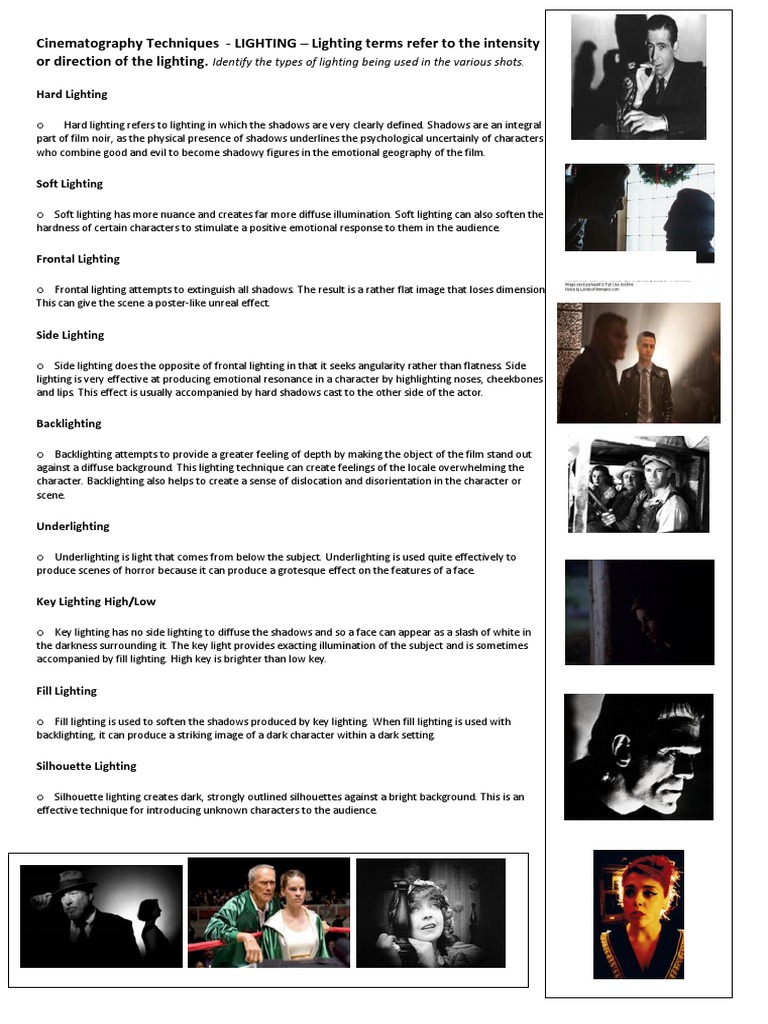 Cinematography Techniques - Lighting | PDF | Shadow | Lighting