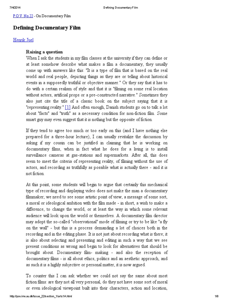 Defining Documentary Film Concepts | PDF | Documentary Film ...