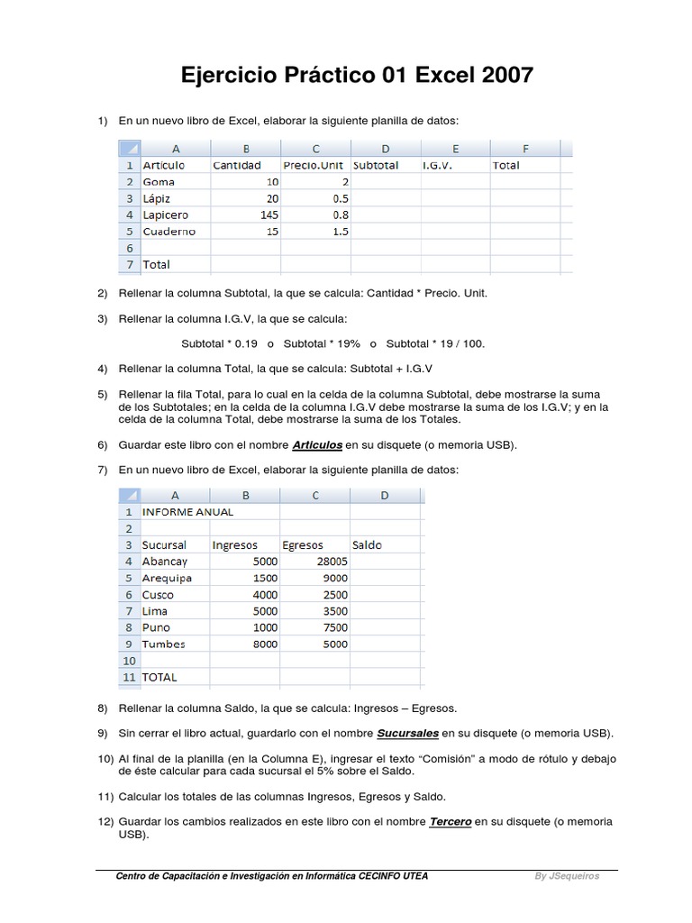 Ej Practico 1 Excel | PDF