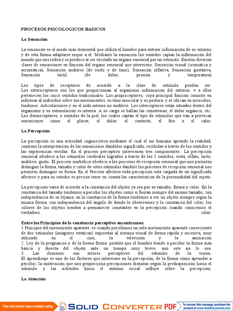 Procesos Psicologicos Basicos 2 PDF | PDF | Percepción | Memoria