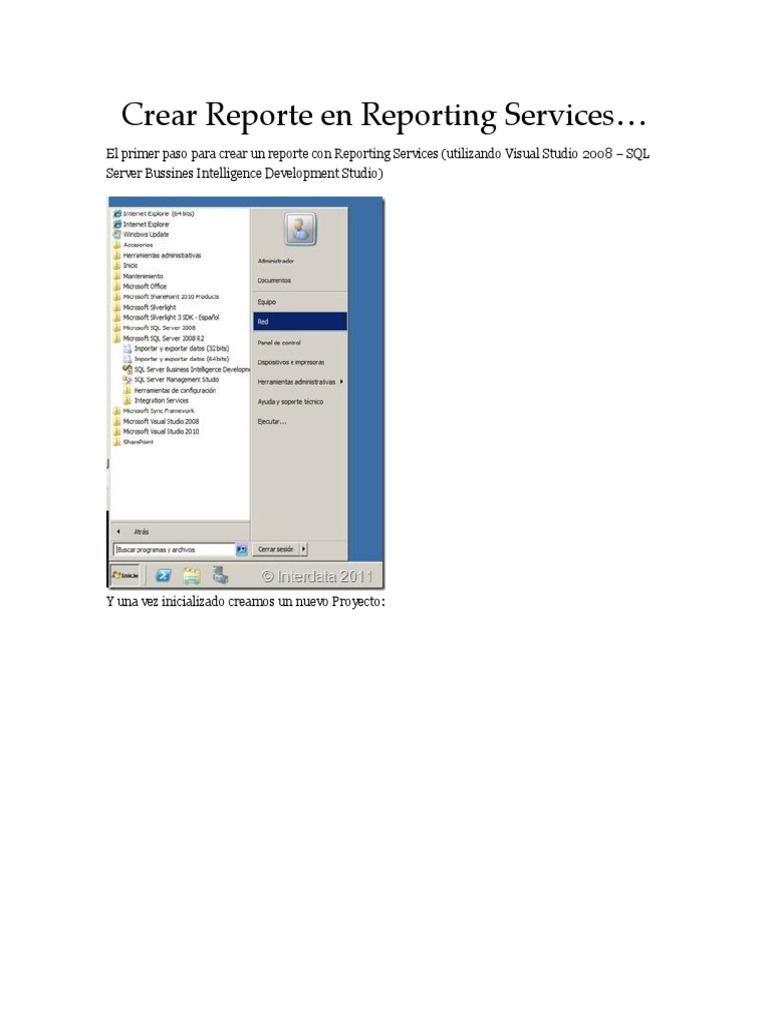 Tutorial Paso A Paso Crear Reporte en Reporting Services | PDF ...