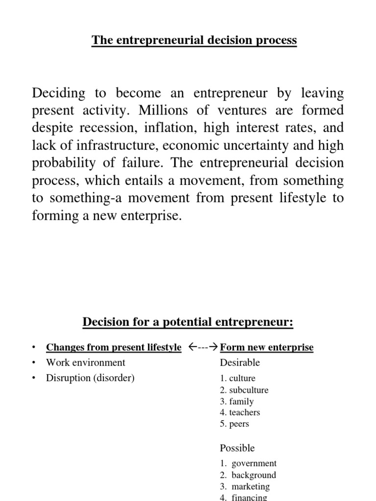 Entrepreneurial Decision-Making Process | PDF | Venture Capital ...