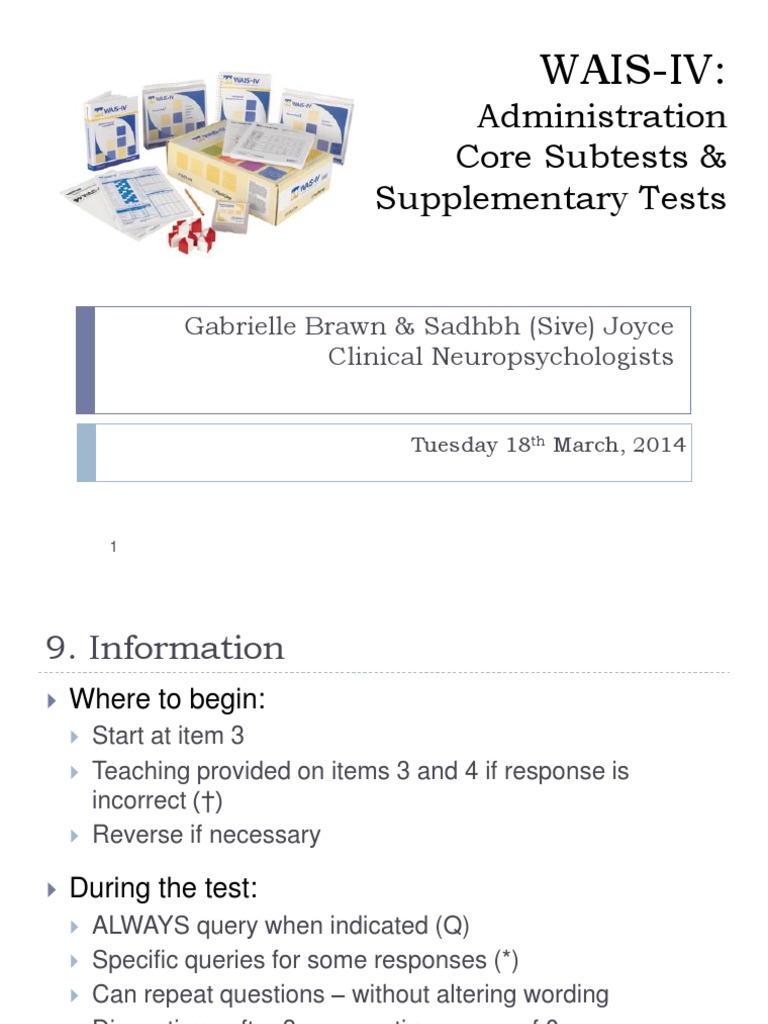 WAIS Lecture On Assessment Scoring | PDF | Wechsler Adult Intelligence ...