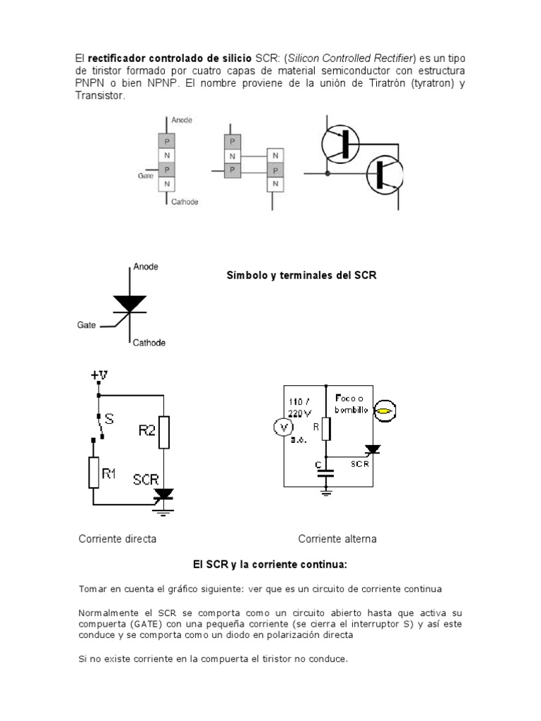 Símbolo y Terminales Del SCR | PDF | Electromagnetismo | Ingenieria Eléctrica
