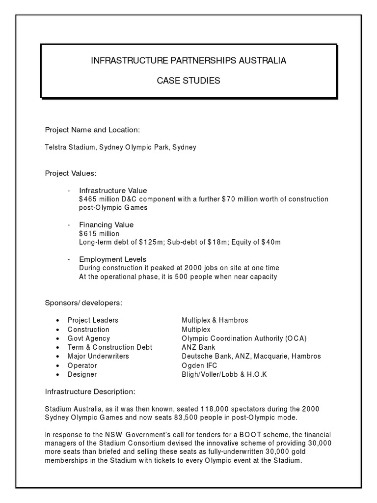 IPA CaseStudy Telstra Stadium | PDF | Sydney | New South Wales