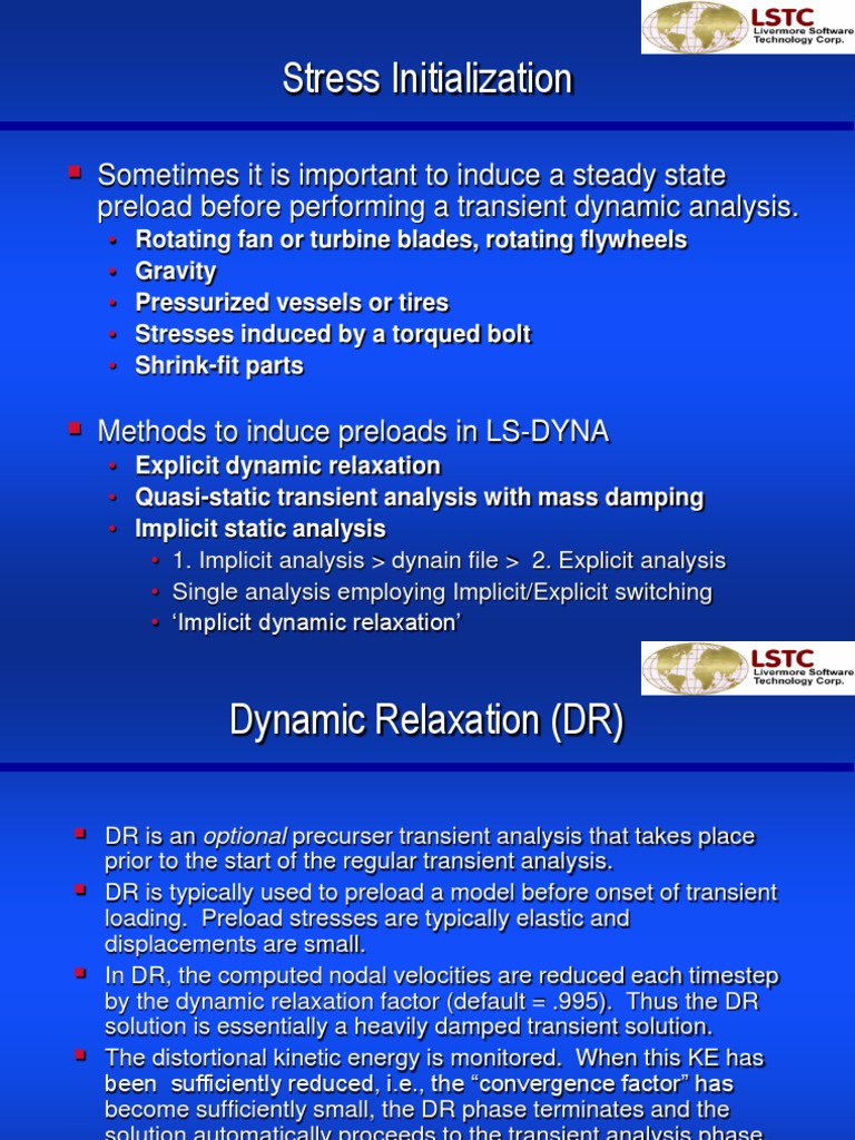 LS-DYNA Preload Techniques Guide | PDF | Stress (Mechanics ...