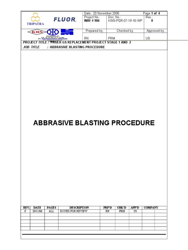Abbrasive Blasting Procedures | PDF | Personal Protective Equipment ...