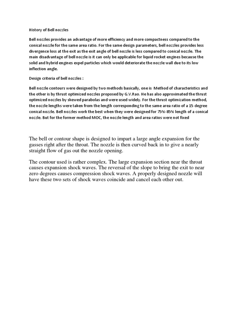 History and Design of Bell Nozzles | PDF | Technology & Engineering