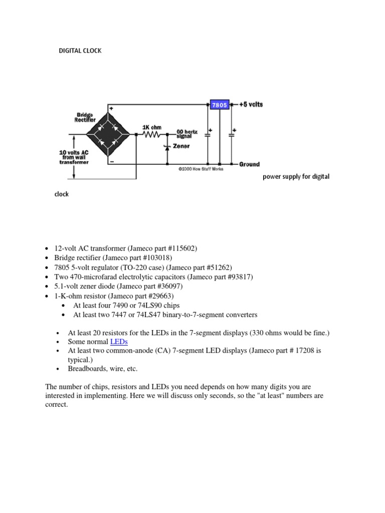 Component List And Overview For Building A Basic Digital Clock Circuit