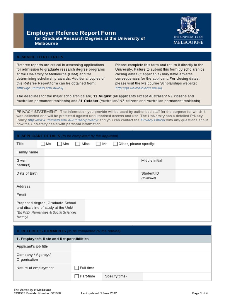Employer Referee Report Form 2012 07 | PDF | Cyberspace | Communication