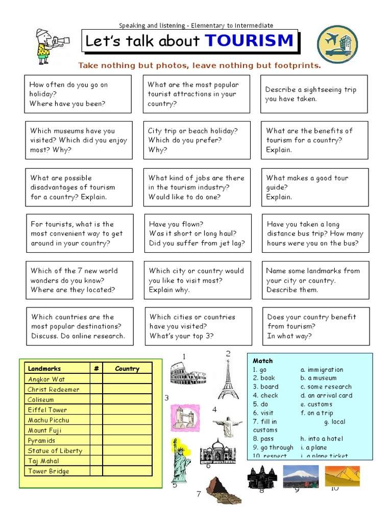 Tourism Discussion Questions for ESL | PDF
