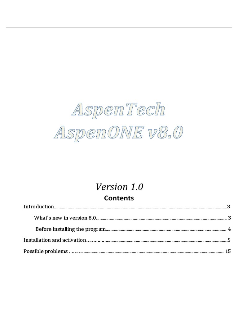 AspenONE V8 Installation Guide | PDF | Simulation | Installation ...