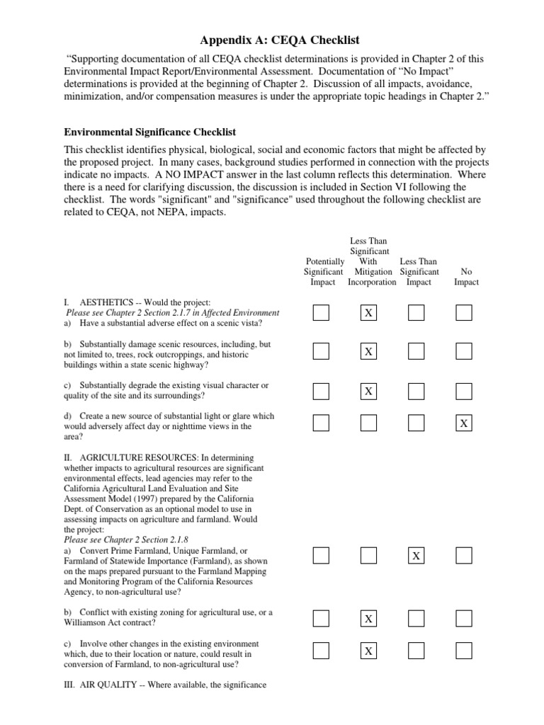 Appendix A Ceqachecklist | PDF | Flood | Surface Runoff