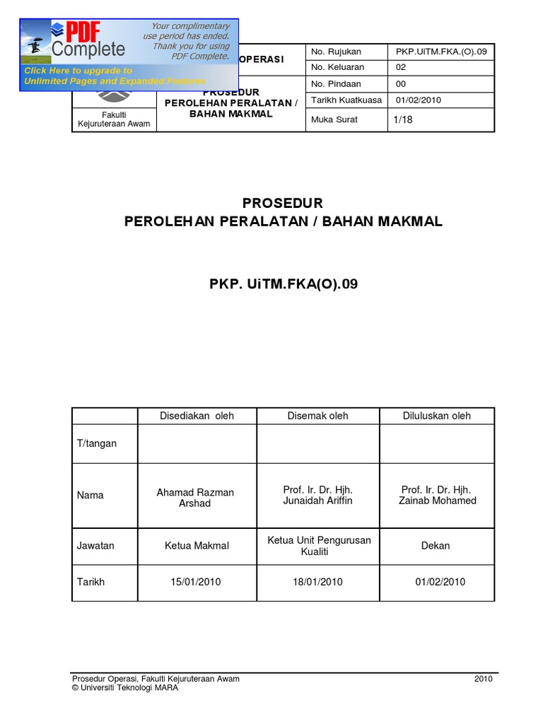 Prosedur Perolehan Peralatan | PDF