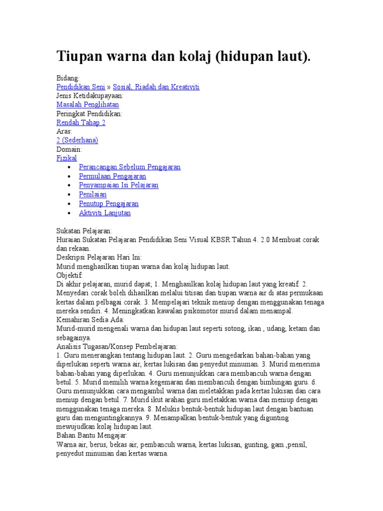 RPH PSV-Tiupan Warna Dan Kolaj | PDF