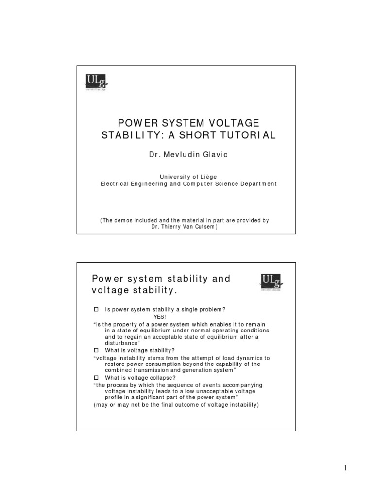 Power System Voltage Stability: A Short Tutorial | PDF | Eigenvalues And Eigenvectors | Electric ...