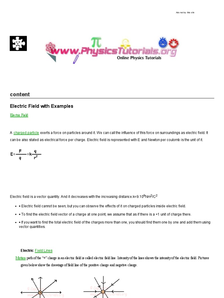 Electric Field With Examples | PDF | Electric Field | Electric Charge