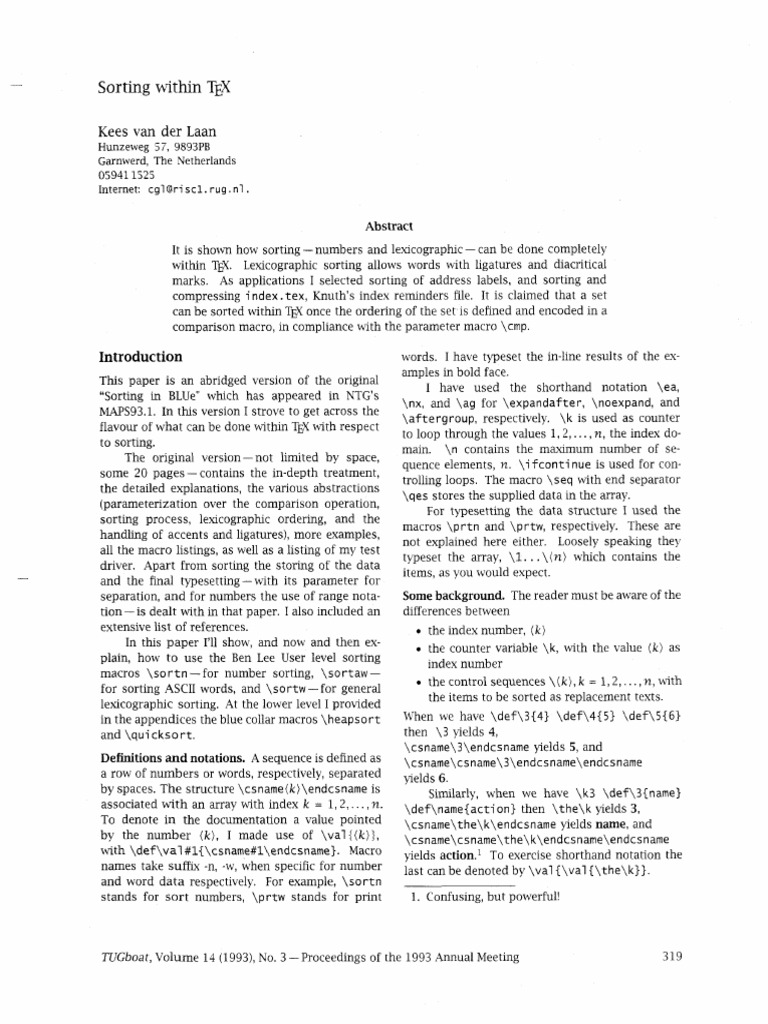 Sorting Withm: TEX Van Laan | PDF | Array Data Structure | String (Computer Science)