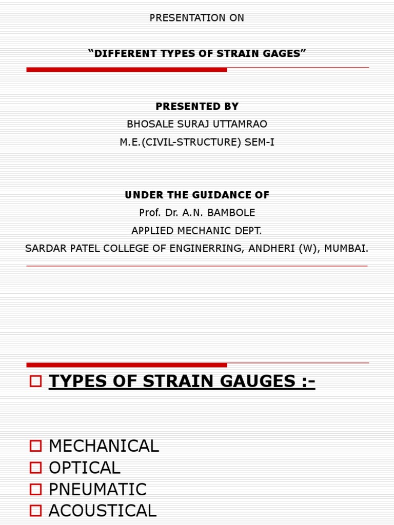 "Different Types of Strain Gages": Presentation On | PDF | Electrical ...