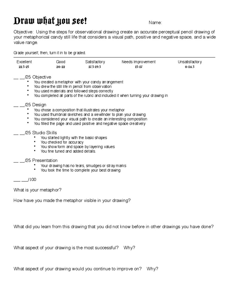 Drawing From Observation Rubric | PDF